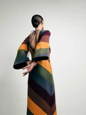 PAULA S Choice Curie Multi Stripes Knitted Cut-out Back Dress