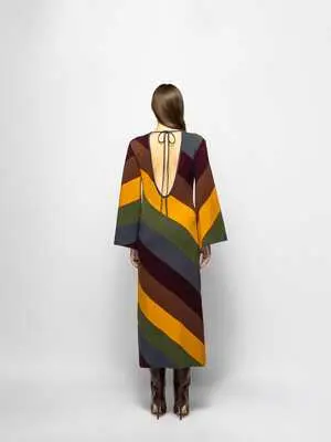 PAULA S Choice Curie Multi Stripes Knitted Cut-out Back Dress