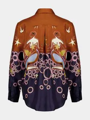 PAULA S Amethyst Soulprint Silk Twill Shirt - Orange