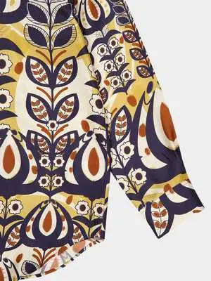 PAULA Ametista Wonderland Printed Silk Twill Shirt - Blue