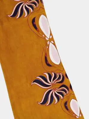 PAULA Alice Wide-leg Suede Pants With Floral Embroidery - Brown