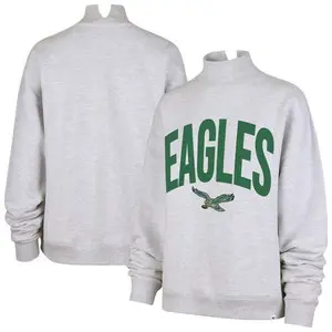 '47 Philadelphia Eagles Subtle Muse Mock Neck Sweatshirt - Gray