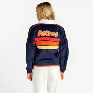 THE WILD COLLECTIVE Houston Astros Velvet Corduroy Full-zip Jacket - Blue