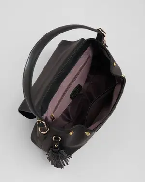 POM POM LONDON Strand Leather Shoulder Bag - Black