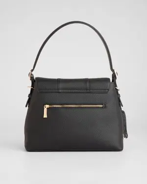 POM POM LONDON Strand Leather Shoulder Bag - Black
