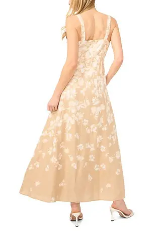 Halogen Plunge Neck A-line Maxi Dress