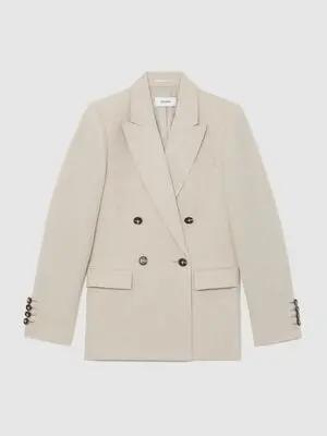 REISS Kit Linen Double-breasted Suit Blazer