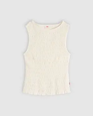 LEVI'S Bella Smocked Tank Top - Egret
