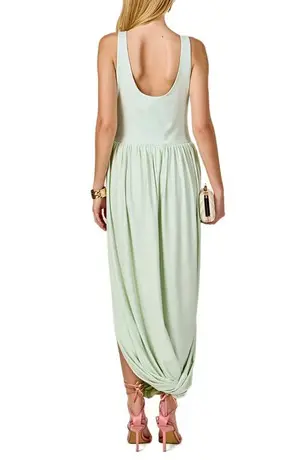 Endless Rose Sleeveless Flowy Maxi Dress With Pleated Skirt And Side Vent