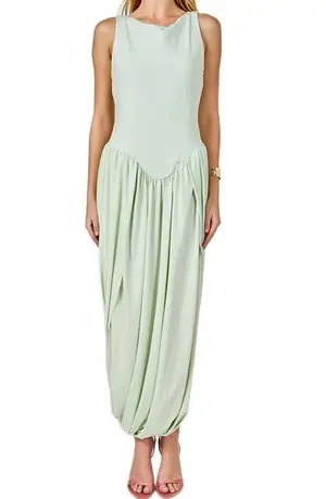 Endless Rose Sleeveless Flowy Maxi Dress With Pleated Skirt And Side Vent
