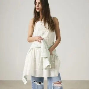 LEVI'S Kate Mini Dress With Square Neckline And Tiered Design - Cloud Dancer