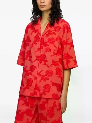GANNI Fil-coupé Floral Shirt - Red