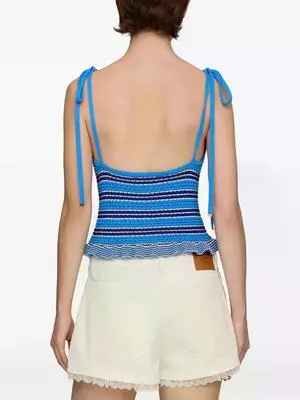 GANNI Striped Pointelle Knit Top
