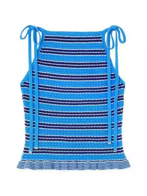 GANNI GANNI Striped Pointelle Knit Top