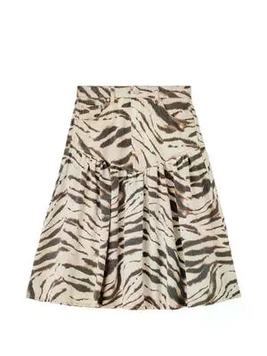 GANNI Zebra-print Gathered Skirt - Neutrals