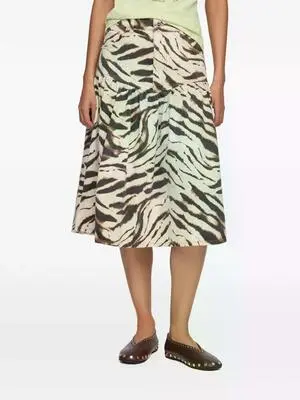 GANNI Printed Midi Denim Skirt