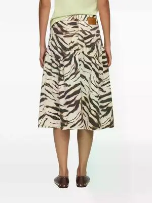 GANNI Printed Midi Denim Skirt