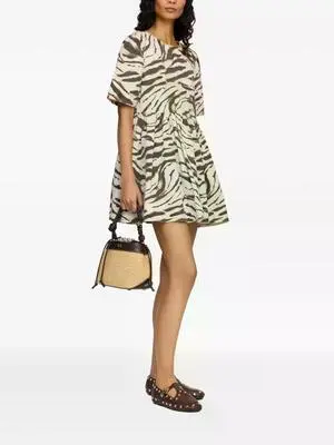 GANNI Zebra-print Denim Dress