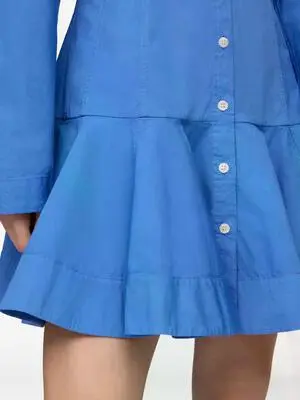 GANNI Cotton Shirt Dress With Ruffled Hem