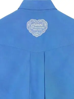 GANNI Cotton Shirt Dress With Ruffled Hem