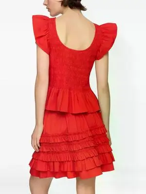 GANNI Smocked Ruffled Top