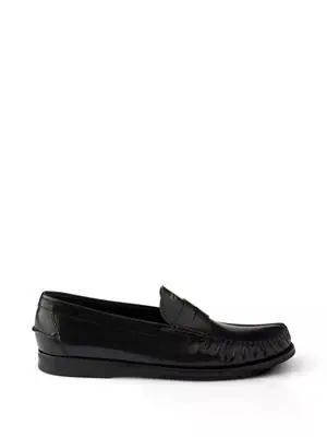 Prada Brushed Leather Loafers - Black