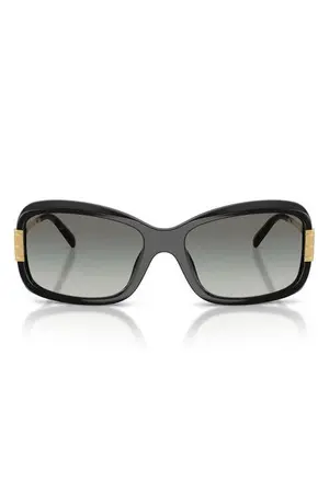 Tory Burch 56mm Rectangular Sunglasses - Black/grey Gradient