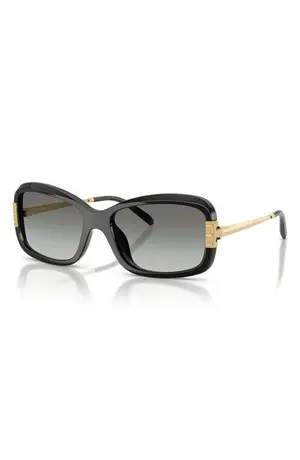 Tory Burch 56mm Rectangular Sunglasses - Black/grey Gradient