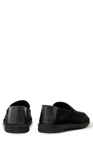 ALLSAINTS Suede Loafers With Polished Heel - Black