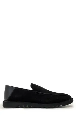 ALLSAINTS Suede Loafers With Polished Heel - Black