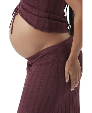RIPE MATERNITY Rib Knit Maxi Skirt - Maroon