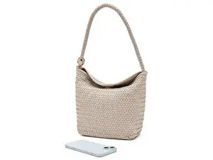 Madewell Handwoven Shoulder Bag With Beads - Bone