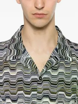 Missoni Zigzag-knit Camp-collar Shirt
