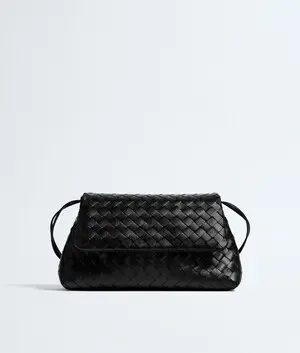 Bottega Veneta Giorno Intrecciato Leather Pouch - Black