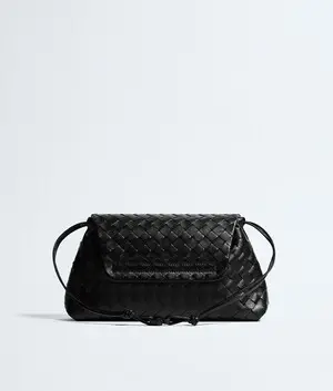 Bottega Veneta Giorno Intrecciato Leather Pouch - Black