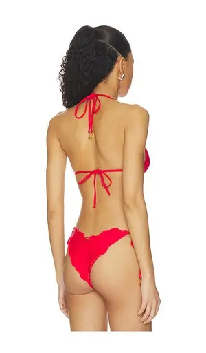 Luli Fama High Tide Knot Link Triangle Bikini Top