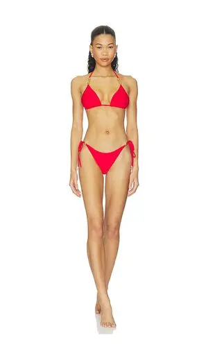 Luli Fama High Tide Knot Link Triangle Bikini Top