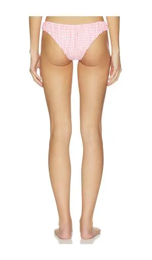 Caroline Constas Dorit Ruched Bikini Bottom - Pink Gingham