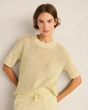 HAVEN WELL WITHIN Organic Cotton Linen Tape Yarn Sweater - Celery Leaf