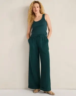 HAVEN WELL WITHIN Organic Cotton Gauze Wide Leg Pants