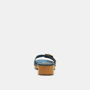 COACH Margot Wooden Platform Sandal With Signature Denim Patchwork