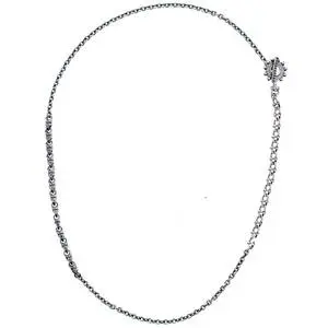 GEM KINGDOM Ex Voto Textured Link Necklace - Silver