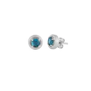 MOON LONDON Sterling London Blue Topaz Stud Earrings - Silver
