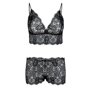 OH!ZUZA NIGHT&DAY Midnight Lace – Bralette & Boxer Set - Black