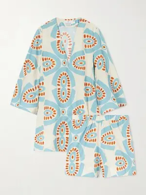 Themis Z Thaleia Printed Cotton Blouse And Shorts Set - Multi