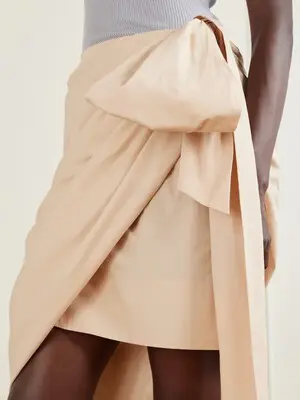 Chloé Bow-embellished Draped Cotton Midi Skirt - Neutrals