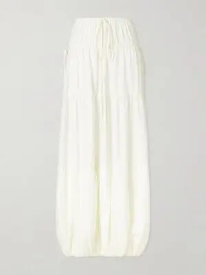 Co Gathered Crepe Bubble Maxi Skirt - Neutrals