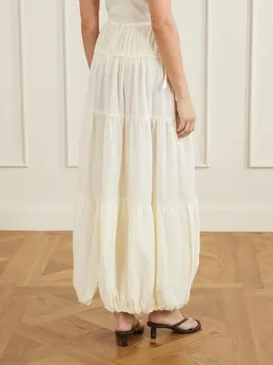 Co Gathered Crepe Bubble Maxi Skirt - Neutrals