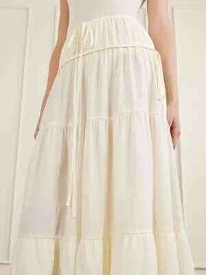 Co Gathered Crepe Bubble Maxi Skirt - Neutrals