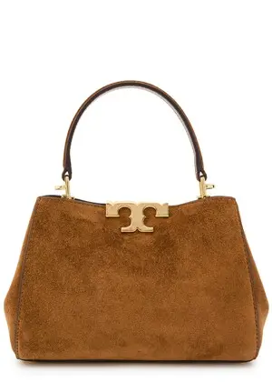 Tory Burch Eleanor Mini T-logo Suede Top Handle Bag - Caramel